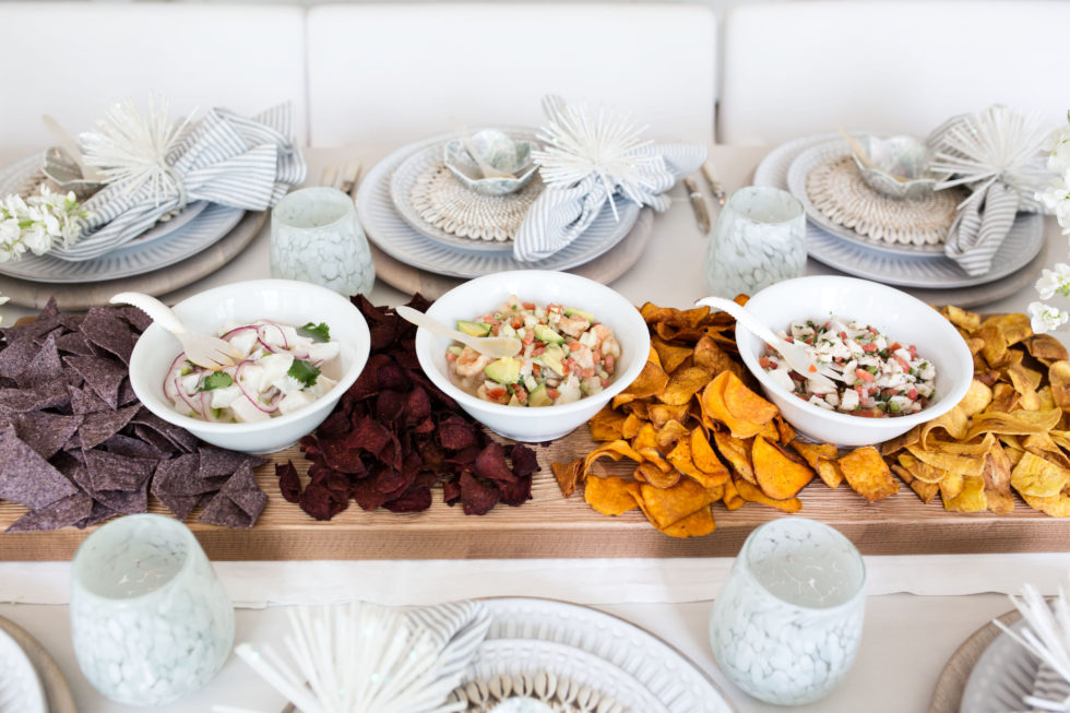 Year-Round Beachy Ceviche Party with Edible Table Runner